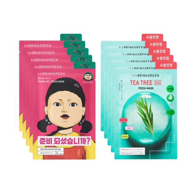 Bring Green - Tea Tree Cica & Young Hee Fresh Mask Set Squid Game ...